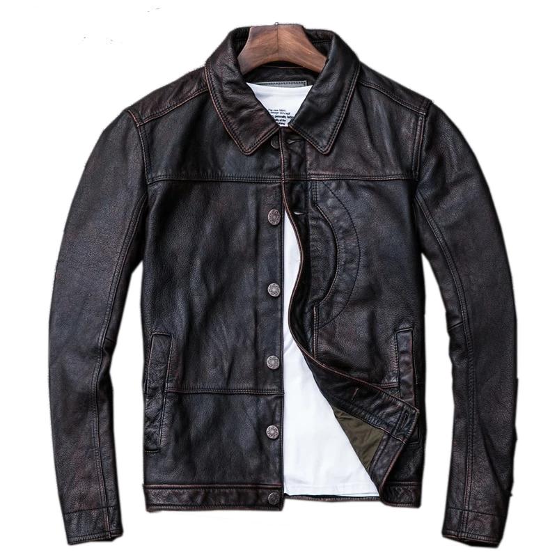 Barnstormer Style Retro Men's Aviator Jacket Reddish Brown Cowhide ...